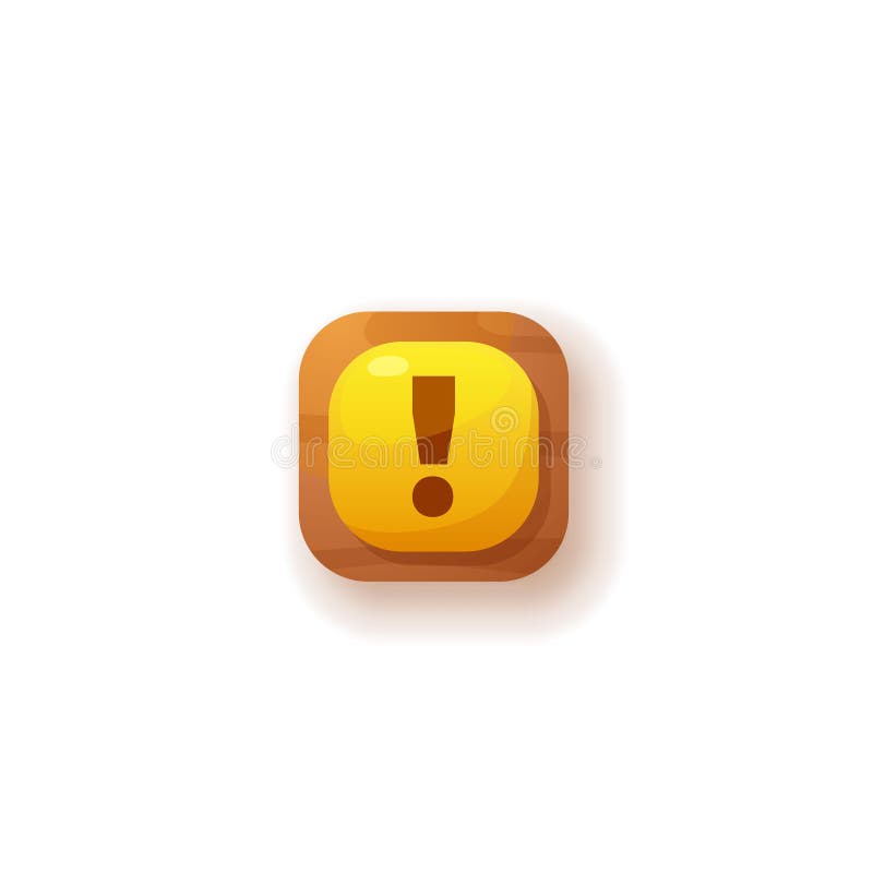 Simple Button, Yellow Square and Exclamation Point, Vector Design Icon ...