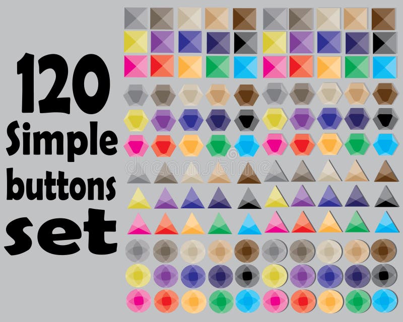 120 Simple buttons set stock vector. Illustration of available - 92724376
