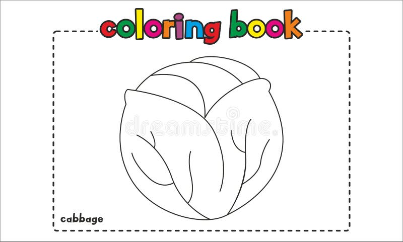 Simple Cabbage Coloring Book for Children and Kids Stock Vector ...