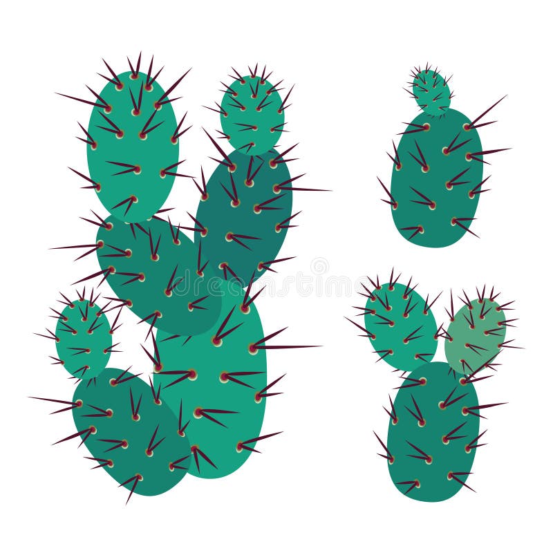 Simple Cactus Collection Isolated on Black Background Stock Vector ...