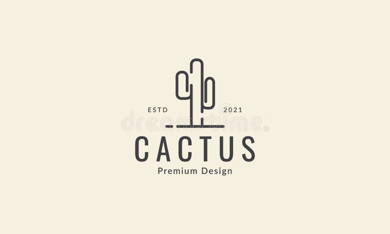Simple Cactus Lines Plant Logo Vector Icon Symbol Graphic Design ...
