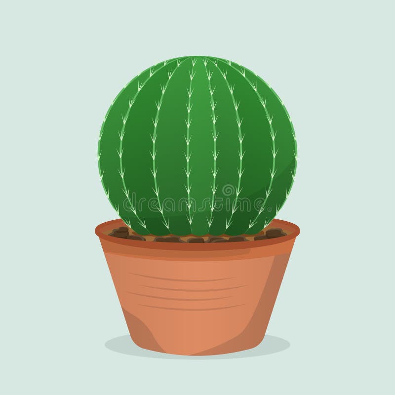 Simple Cactus Plant on the Pot Vector Illustration Stock Vector ...