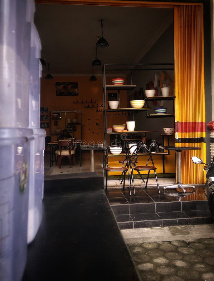 The Corner of a Simple Cafe Stock Photo - Image of building, cafe ...