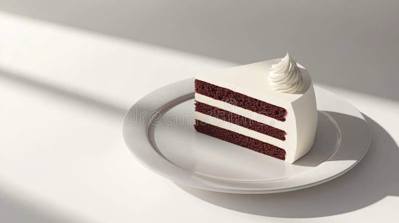 Simple Cake Slice on a White Plate with Subtle Soft Shadows Pic Stock ...