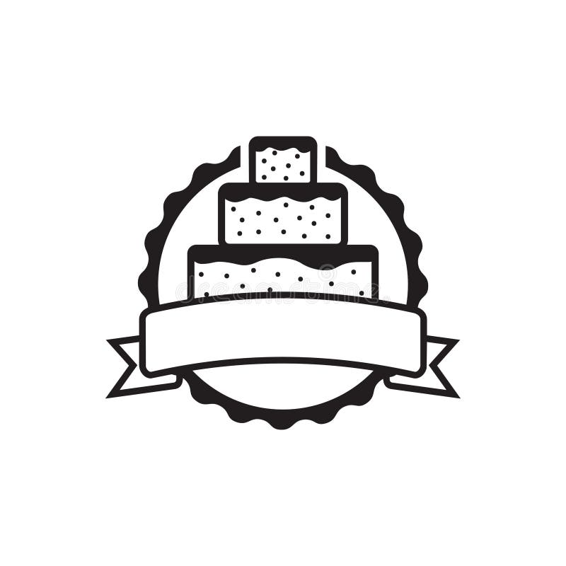 Simple Cake Sticker Badge with Ribbon Banner Template Stock Vector ...