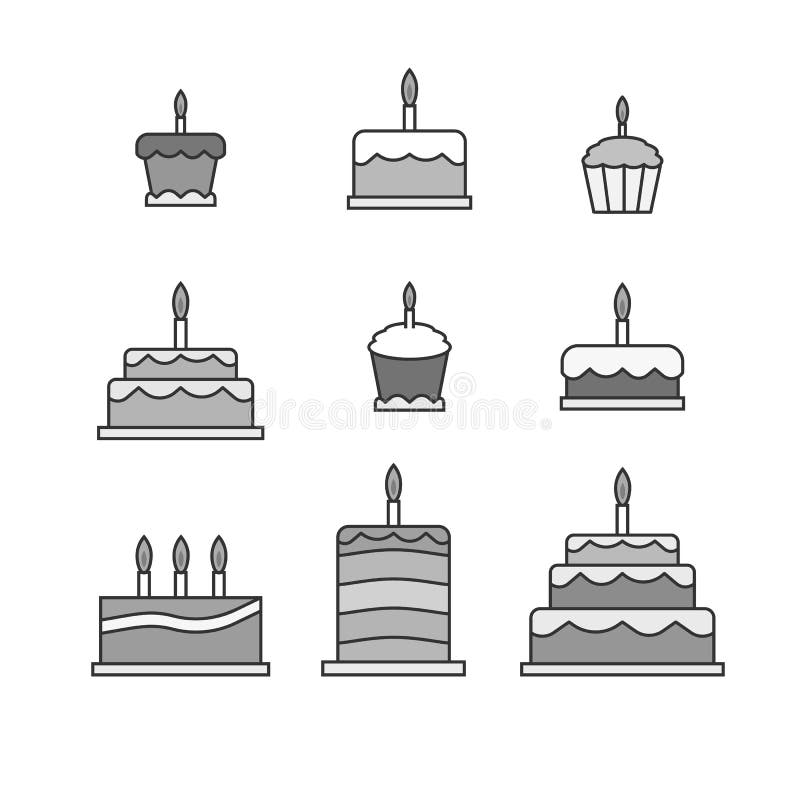 Simple cakes icons stock vector. Illustration of decoration - 108355158