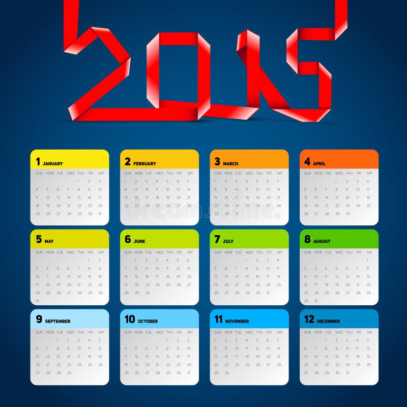 Simple 2015 Calendar, Background Card Design, Week Starts with S Stock ...
