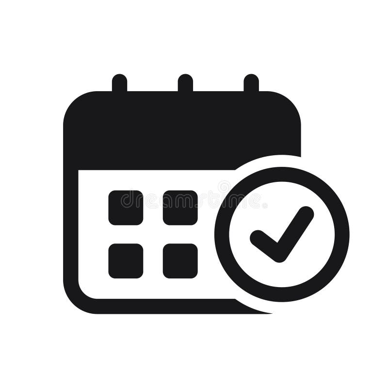 Simple Calendar with Checklist Icon Isolated Flat Style Stock ...
