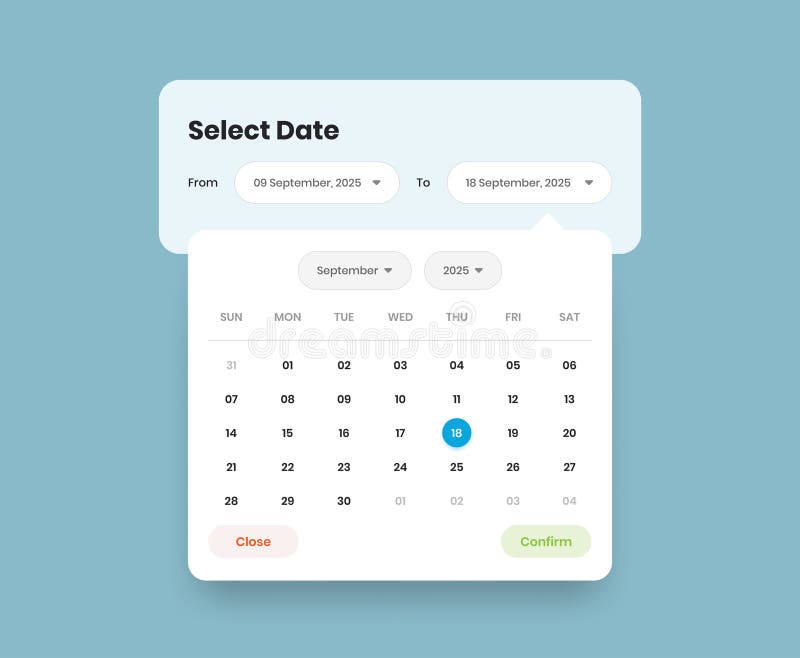 Simple Calendar Element or Date Range Pickup Web and Mobile Ui Popup ...