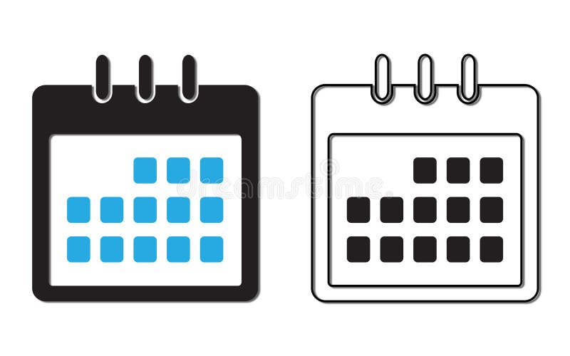 Simple Calendar Icon in Black and White and Color. Stock Vector ...