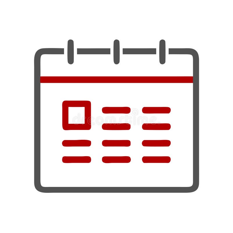 A Simple Calendar Icon Features a Red and Gray Color Scheme, with a ...