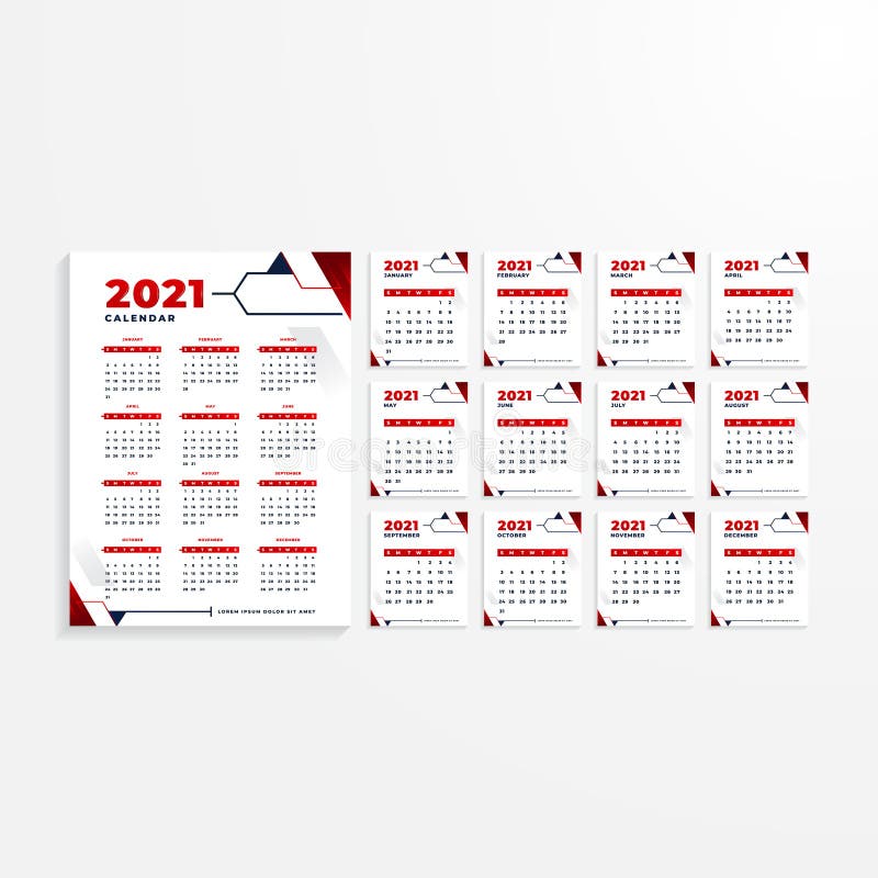 Simple Calendar Layout for 2021 Years. Elegant Design Stock Vector ...