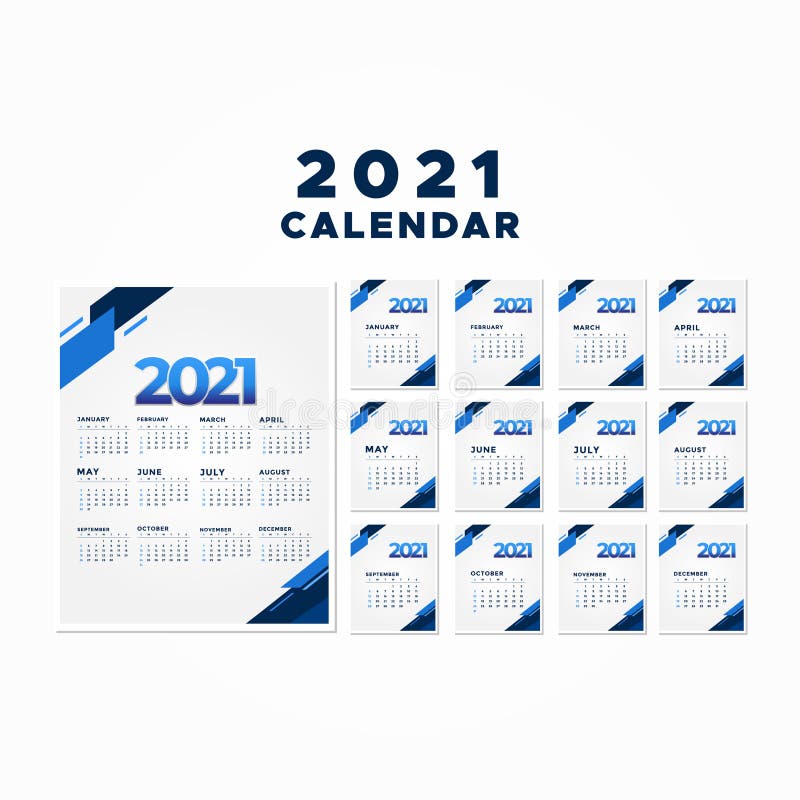 Simple Calendar Layout for 2021 Years. Elegant Design Stock Vector ...