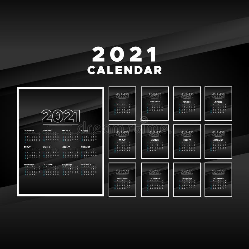 Simple Calendar Layout for 2021 Years. Elegant Design Stock Vector ...