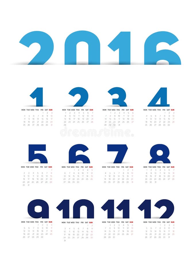Simple 2016 Calendar / 2016 Calendar Design Stock Vector - Illustration ...