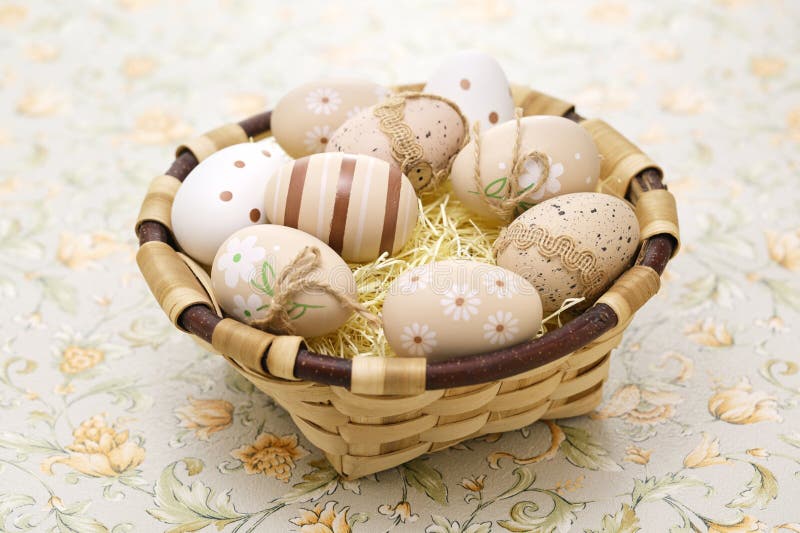 Simple, Calm and Coloring Beautiful Easter Eggs in the Basket. Stock ...