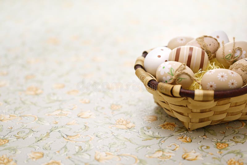 Simple, Calm and Coloring Beautiful Easter Eggs in the Basket. Greeting ...