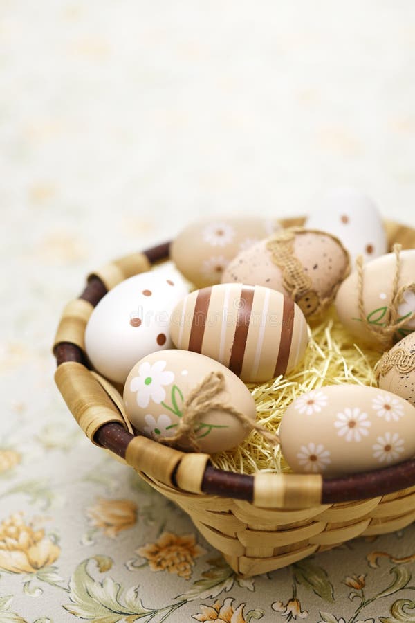 Simple, Calm and Coloring Beautiful Easter Eggs in the Basket. Greeting ...