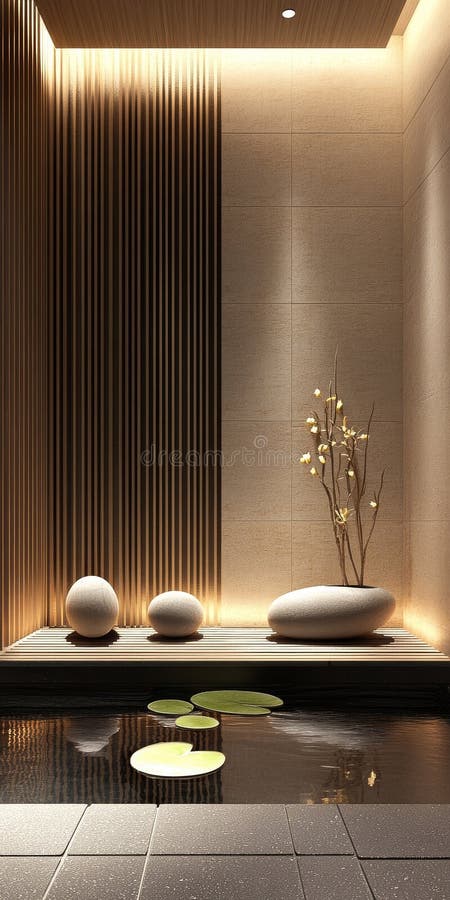 Simple and Calming Spa Scene with Clean Lines. Stock Illustration ...