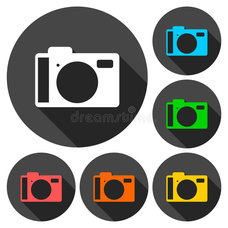 Simple Camera Icons Set with Long Shadow Stock Illustration ...