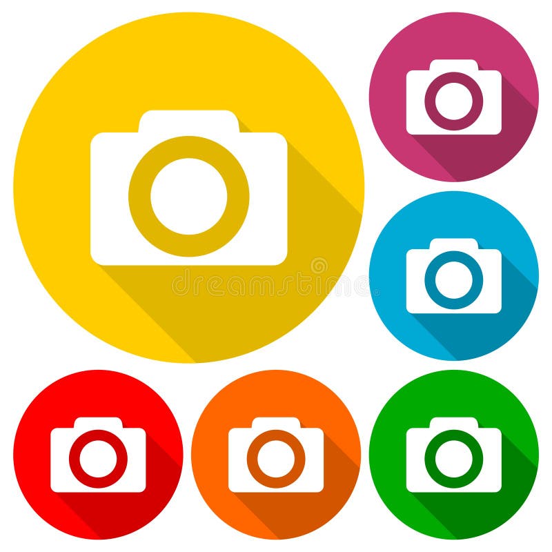 Simple Camera Icons Set with Long Shadow Stock Illustration ...