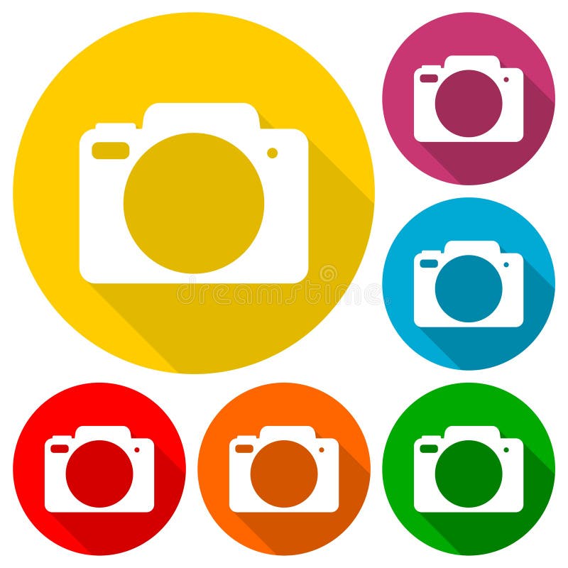 Simple Camera Icons Set with Long Shadow Stock Illustration ...