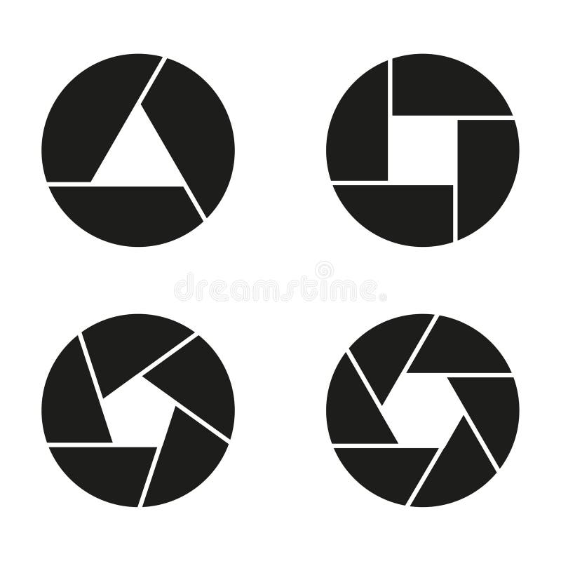 Simple Camera Shutter Silhouettes. Aperture, Shutter Symbol. Camera ...