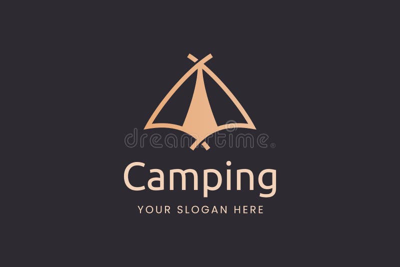 Simple Camping Logo with Tent Shape Stock Vector - Illustration of ...
