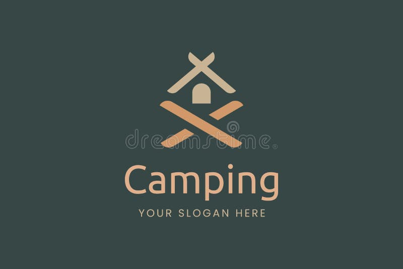 Simple Camping Logo with Tent Shape Stock Vector - Illustration of ...