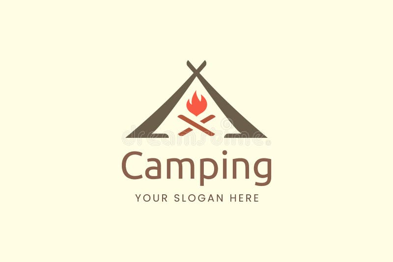 Simple Camping Logo with Tent Shape and Fire Stock Vector ...
