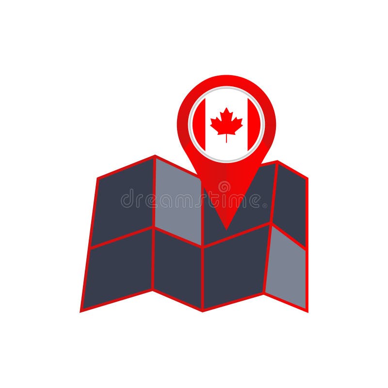Simple Canada Map Pins are Isolated with Country Flags Stock Vector ...