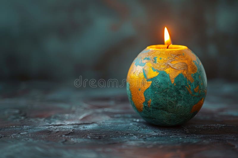 Candle Illuminating Table in Earth Hour Concept Setting. Generative AI ...