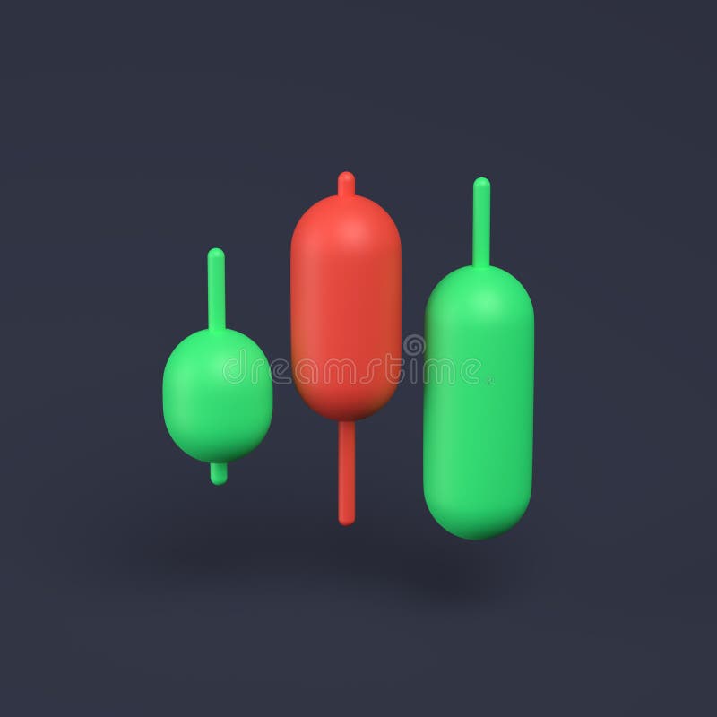 Simple Candlesticks Icon 3D-illustration on Pastel Background. Minimal ...
