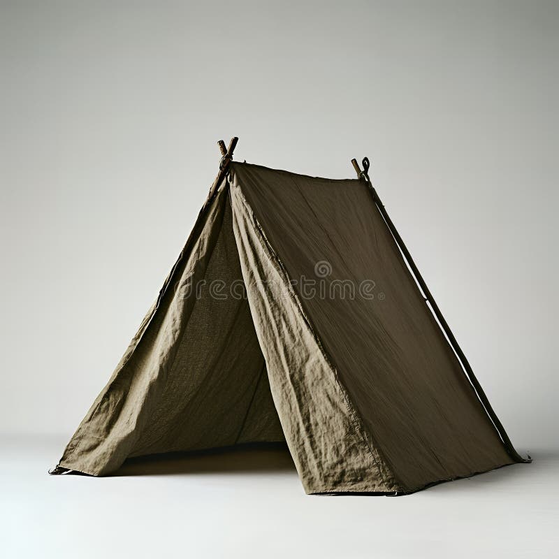 A Simple Canvas Tent with Wooden Poles Stock Illustration ...
