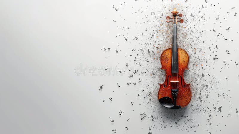 Simple yet Captivating Image of a Violin and Scattered Musical Notes ...