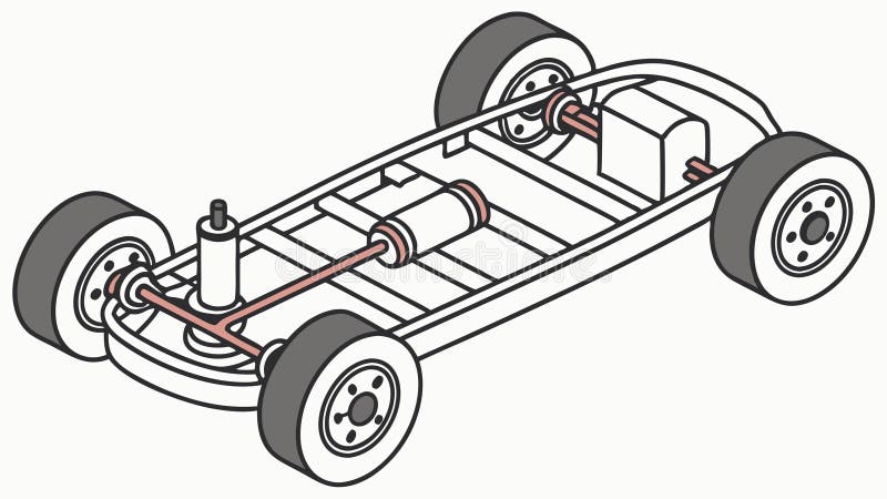 A Simple Car Chassis with an Engine and Four Wheels, Vector Design ...