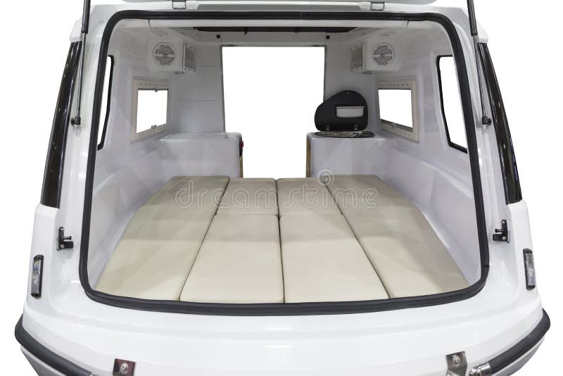 Simple Caravan Rear Interior on Isolated White Stock Photo - Image of ...