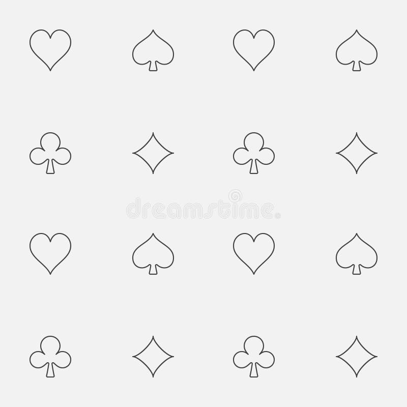 Simple Card Suits Seamless Pattern Stock Vector - Illustration of ...