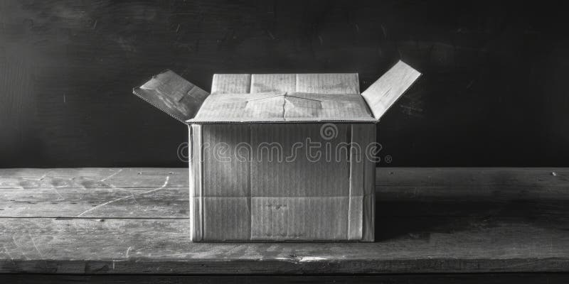 A Simple Cardboard Box in Black and White. Suitable for Packaging ...
