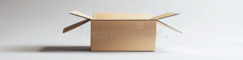 A Simple Cardboard Box Opened on a Clean White Surface Stock Image ...