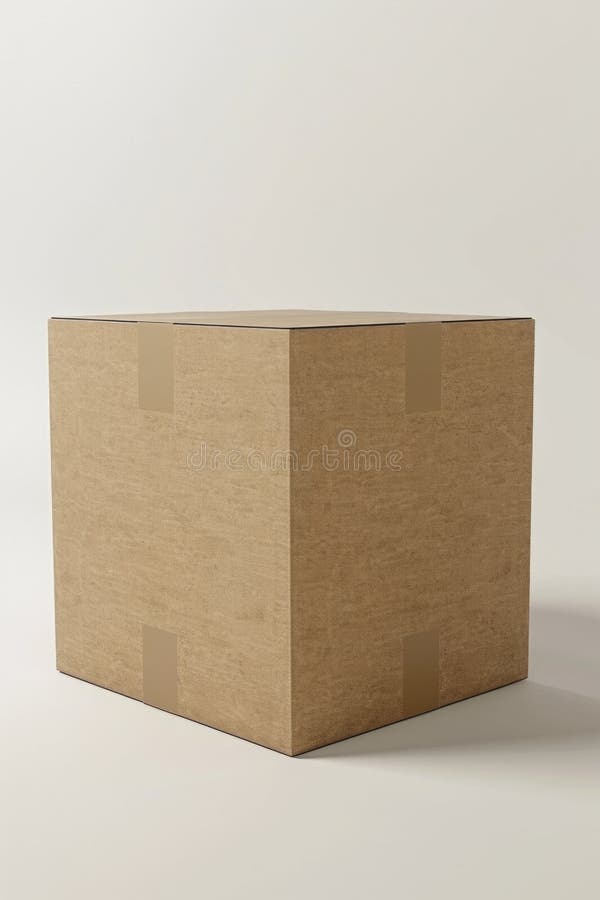 A Simple Cardboard Box Placed on a Clean White Surface, Often Used for ...