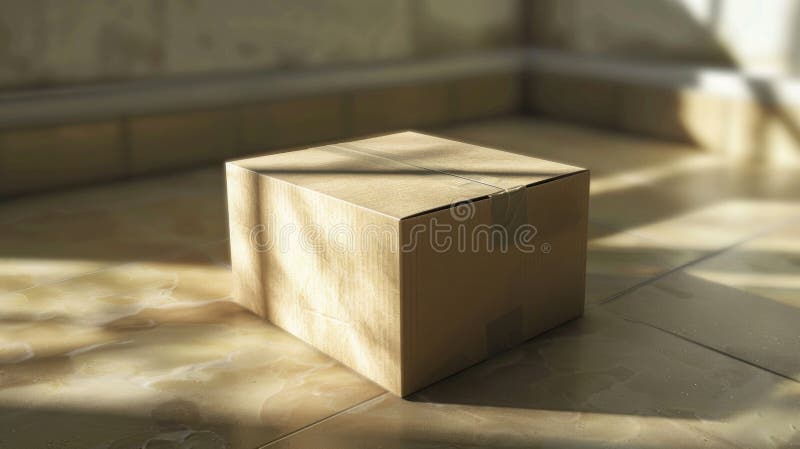 A Simple Cardboard Box Placed on a Plain Tiled Floor Stock Image ...