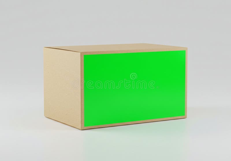 A Simple Cardboard Box with a Prominent, Bright Green Label on One Side ...