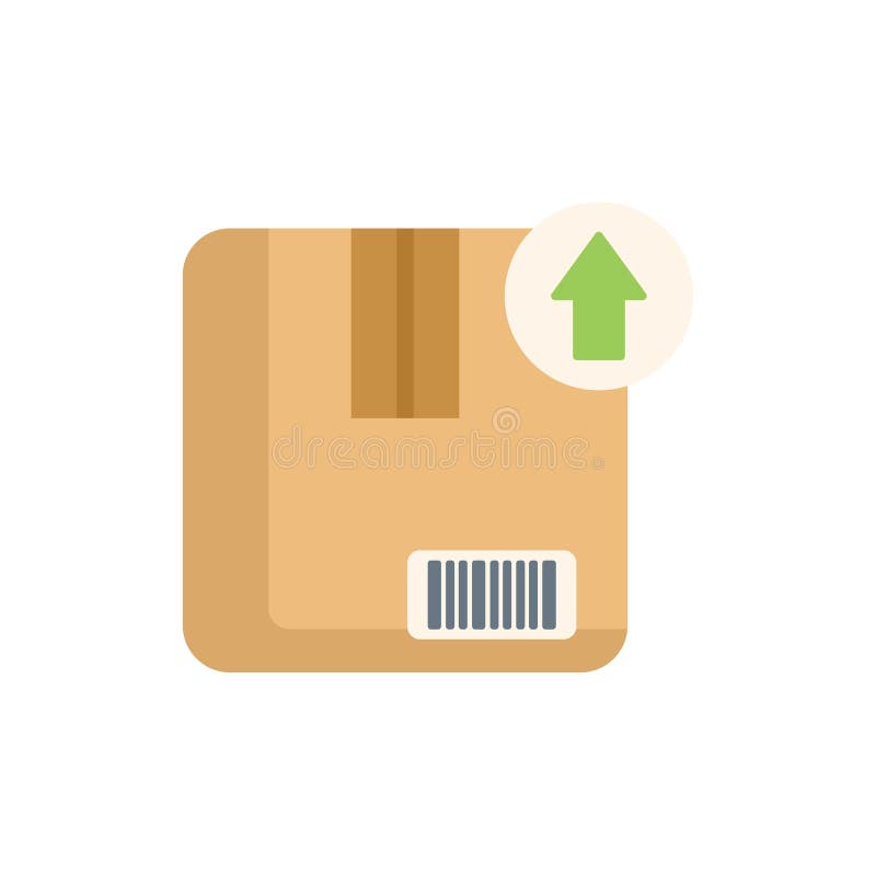 Cardboard Box with Barcode Displaying Upload Symbol for Shipping Stock ...