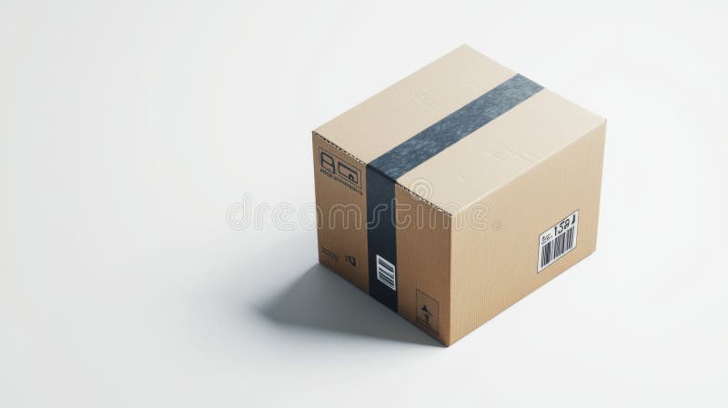 A Simple Cardboard Box Rests on a Clean Surface. this Package ...