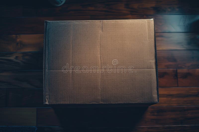 A Simple Cardboard Box Sits on a Wooden Floor, Ready for Use or Storage ...