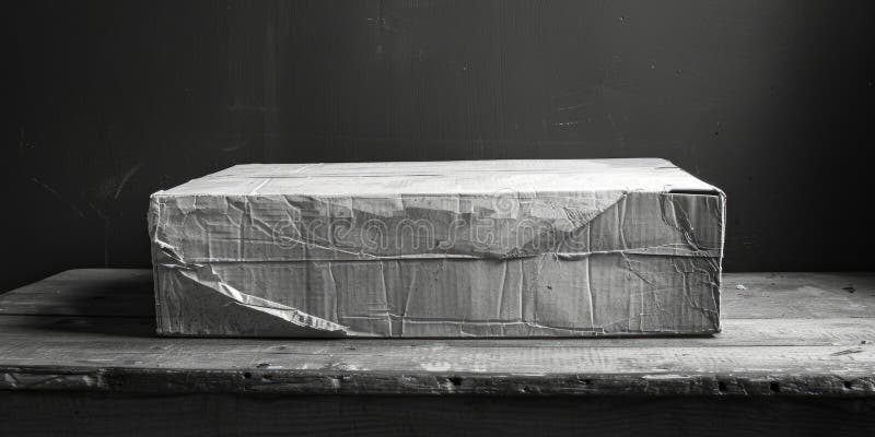 Simple Cardboard Box Sitting Wooden Table Stock Photos - Free & Royalty ...