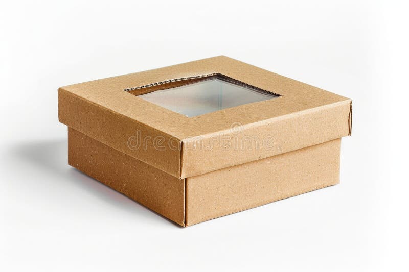 A Simple Cardboard Box with a Transparent Window, Placed on a Clean ...