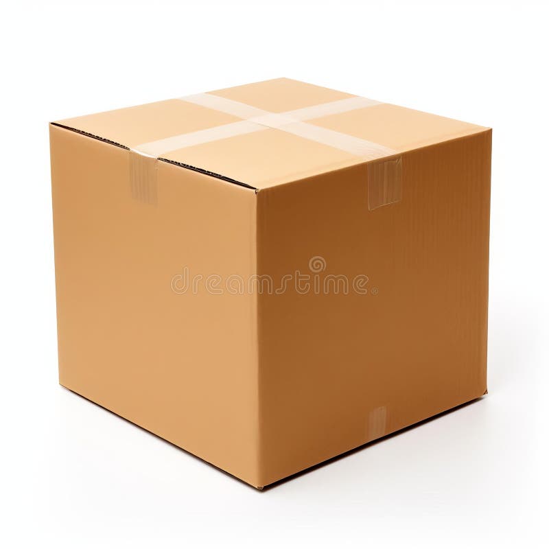Simple Cardboard Box on White Isolated Background Design Stock ...