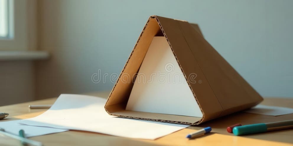 A Simple Cardboard Structure with Blank White Panel and Writing ...